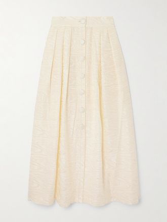 D'Estr&euml;e Paris Jupe Midi En Tissu &Agrave; Fil Coup&eacute; Et &Agrave; Plis Irving - Ivoire