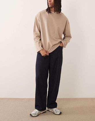 Selected Loose-Fit-Jeans in Raw-Dunkelblau