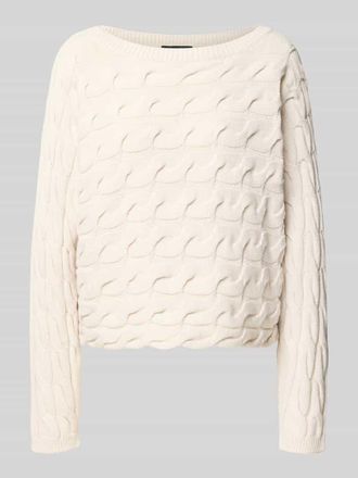 Oui Relaxed Fit Strickpullover aus Baumwoll-Mix mit Zopfmuster