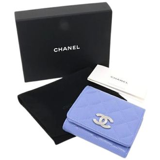 Chanel Portefeuille Matelass&eacute; Pre-owned (tri-fold) - Femme - Pre-owned - Bleu - Taille: ONE Size