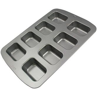 PME CSB107 antihaftbeschichtete 8 Mini längliche Kuchenform, 37.3 x 26.1 x 3.6 cm, Grau