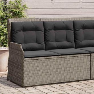 vidaXL Gartenbank Verstellbar mit Kissen Grau Poly Rattan vidaXL575597