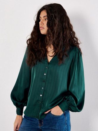 Apricot Satinbluse Satinbluse mit tiefem Ausschnitt