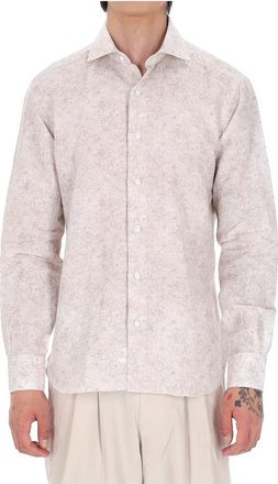 Barba Homme, Chemises, Beige, Taille: 2XL Camicia Dandylife floreale in lino-cotone