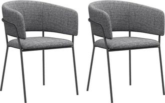 HOMCOM Lot de 2 chaises de Salle &agrave; Manger Chaise de Cuisine Pieds en Acier, Assise rembourr&eacute;e, pour Salle &agrave; Manger, Salon, Cuisine, dim. 57L x 53l x 73H cm G