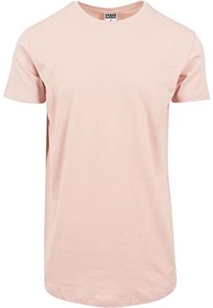 Urban Classics Homme Shaped Long Tee Manches Courtes Ourlet Arrondi Col Rond Basique Streetwear Minimaliste 100% Coton Jersey, Rose (Light 838), M