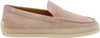 Tod's Blush Suede Slip-On Flats With Textured Edge - Gr. 36,5 (EU) - in Rosa