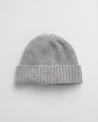 GANT Herren Shield Beanie aus Wolle (ONE SIZE) Grau MELANGE