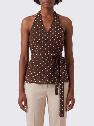 Parosh Top P. A.R. O.S. H. aus Seide mit Polka-Dots, V-Ausschnitt und Bindetr&auml;gern