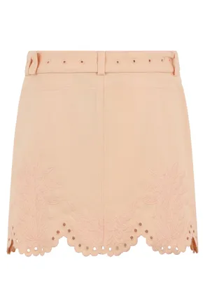 Farm Rio Womens Denim Mini Skirt Pink Cotton