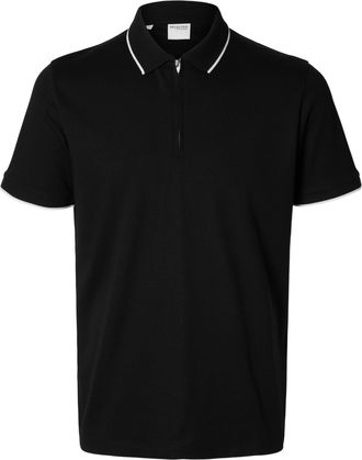 Selected Herren Slhfave Sport Zip Ss Polo Noos, Schwarz, M EU