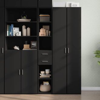 vidaXL Buffet haut noir 30x42,5x185 cm bois dingénierie Vidaxl