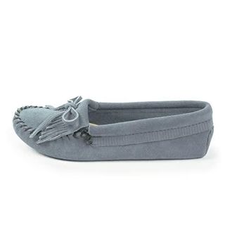 Minnetonka Womens Kilty Suede Softsole Moccasin,Storm Blue,7.5 M US