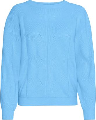 Ichi IHBosten Damen Strickpullover Grobstrick Pullover Pulli mit Rippbündchen Rundhals Loose fit, Größe:M, Farbe:Azure Blue (174139)
