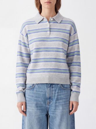 Guest In Residence Gestreiftes Slim Fit Langarm-Poloshirt aus Kaschmir
