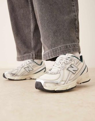 New Balance 740 - Unisex-Sneaker in Wei&szlig; und Dunkelgr&uuml;n mit Metallic-Optik