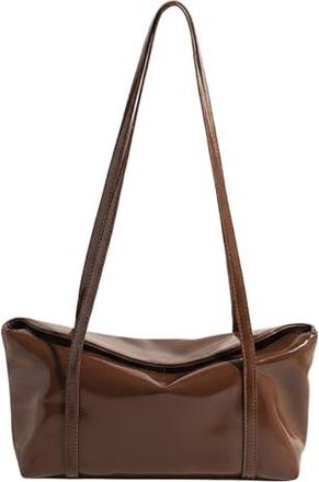 Generic Sac sous les aisselles en polyur&eacute;thane de grande capacit&eacute; Boston avec pendentif, polyvalent, voyage et usage quotidien pour femme, caf&eacute;, 16.14x9.84x5.