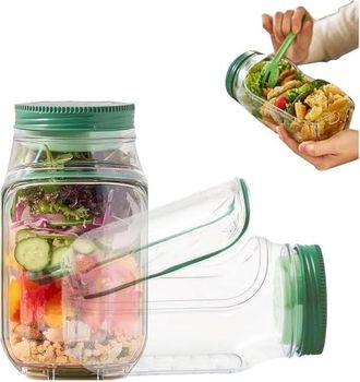 Generico Salad Pod - R&eacute;cipient &agrave; salade avec ouverture lat&eacute;rale, 1 000 ml, r&eacute;cipient portable pour salade, bo&icirc;te &agrave; go&ucirc;ter avec couvercle, design de bol int&eacute;gr&eacute;