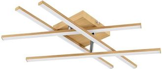 Eglo LED Deckenlampe Holzoptik Lasana 4, Deckenleuchte Flur Wohnzimmer, stabf&ouml;rmige Lampe Decke warmwei&szlig;