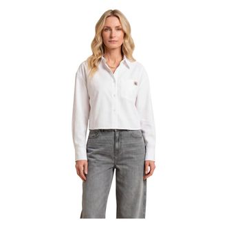Calvin Klein Jeans Femme, Blouses et Chemises, Blanc, Taille: 36 FR Cotton Poplin Cropped Shirt