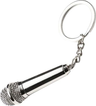 STOBOK Mikrofon Schl&uuml;sselanh&auml;nger Silberner Schl&uuml;sselanh&auml;nger F&uuml;r Musikliebhaber Kreatives Deko-accessoire Als Abschiedsgeschenk Attraktives Und Stilvolles D