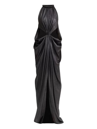 Gemy Maalouf robe longue &agrave; col &agrave; ornements - Noir