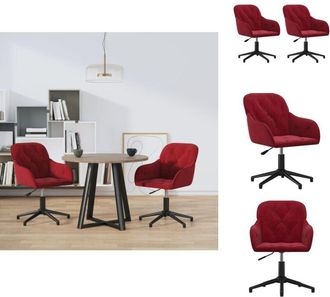 vidaXL Vidaxl - Esszimmerst&uuml;hle 2 Stk. Drehbar Weinrot Samt - Esszimmerst&uuml;hle - Drehbare St&uuml;hle - Samtst&uuml;hle - Wohnzimmersessel - Weinrot M&ouml;bel