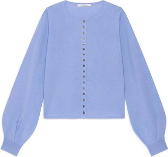 Maliparmi Maliparmi, Femme, Pulls, Bleu, Taille: 40 FR Nouveau cardigan en mélange de mérinos