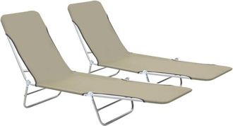 vidaXL Vidaxl - Chaises longues pliables lot de 2 Acier et tissu Taupe
