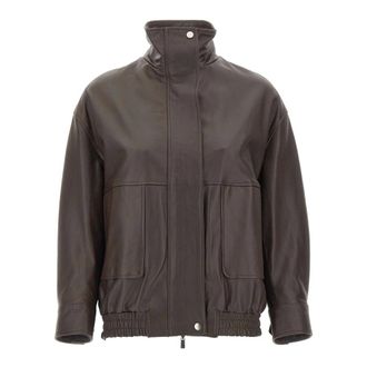 Kaos Kaos, Femme, Vestes, Brun, Taille: 38 FR Blouson en cuir