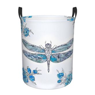 Generic Libellen-Pfingstrosen Aufbewahrungskorb Rund W&auml;schesammler Wasserdichter W&auml;schetonne F&uuml;r Spielzeug W&auml;schesack Decken