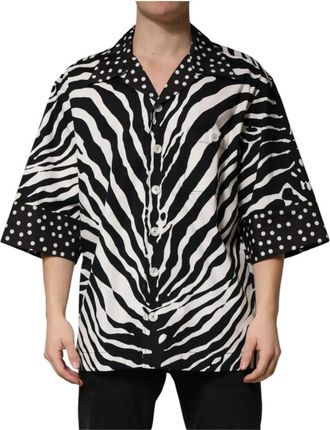 Dolce & Gabbana Homme, Chemises, Noir, Taille: 2XL Zebra ButtonDown Oversize Shirt