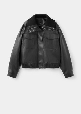 Mango Veste similicuir col c&ocirc;tel&eacute; noir - Femme - XS - MANGO