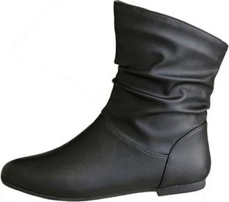 Generic Bottines molles en cuir pour femme - Bottines souples &agrave; talon bas - Coupe confortable - Pour la marche en plein air - Confortables - Imperm&eacute;ables - Po