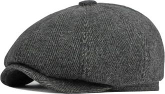 Generic B&eacute;rets for hommes, automne hiver, chapeau &eacute;pais et chaud, casquette vintage en laine Pour lautomne et lhiver(Dark Grey,XL 59-60CM)