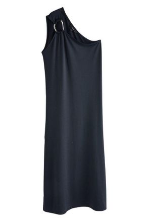 Next Midikleid One-Shoulder-Midikleid mit silberfarbenem Beschlag (1-tlg)