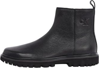Calvin Klein Bottines Chelsea Homme Eva Mid Zip Tumbled avec Fermeture Éclair, Noir (Triple Black), 46