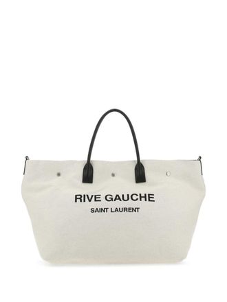 Saint Laurent Maxi Rive Gauche Tote Bag - Nude