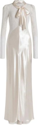 Alberta Ferretti Femme, Robes, Beige, Taille: 34 FR Robe de Soir&eacute;e en Satin et Dentelle