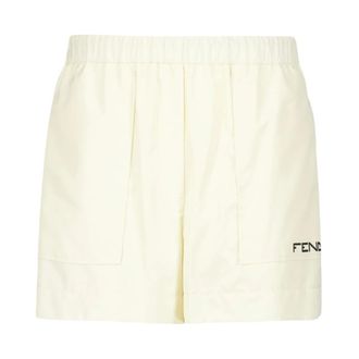 Fendi Creme Nylon Logo Shorts - - Shorts - Damen - Beige - L