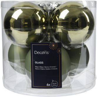 Kaemingk Weihnachtskugeln Glas 8cm 6 Stück - matt & glänzend - Große Christbaumkugeln Weihnachtsbaumkugeln für Weihnachten - Christbaumschmuck & Weihnachtsbaum