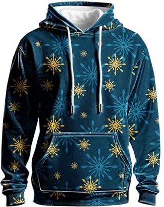Generic Sweat à capuche de Noël pour homme - Sweat à capuche amusant en forme de flocon de neige - Tenue de Noël surdimensionnée à manches longues - Costumes 
