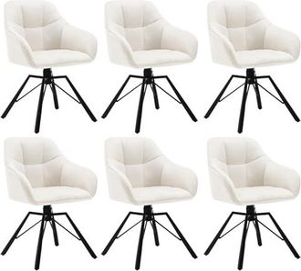 Woltu Chaise Pivotante &agrave; 360&deg;, Lot de 6, Chaise Salle &agrave; Manger Scandinave, en Velours, Assise Rembourr&eacute;e, Pieds en M&eacute;tal, Cr&egrave;me