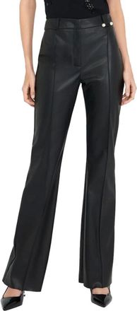 Liu Jo Femme, Pantalons, Noir, Taille: 40 FR Pantalon Noir en Similicuir Flare