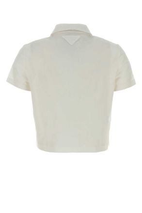 Prada Womens Cotton-Linen Blend Shirt White