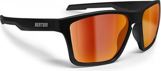 Bertoni Sport Polarisierte Sonnenbrille f&uuml;r Herren Damen in TR90 100% UV Block mod. Fulvio (Matt Schwarz - Polarisierte Rote Spiegel Linsen)