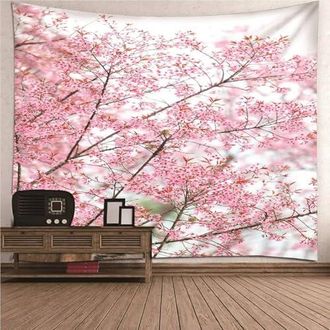Generic Tenture Murale Fleurs de Cerisier Tapisserie Murale Fleurs de Printemps 240x220 cm Tissu Mural Wall Art Tapestry Décoration Poster pour Chambre Salon 