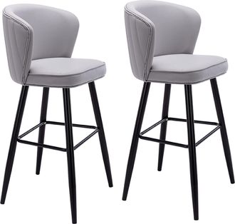 Generic Barhocker-Set (2er-Set), Tresenhocker mit Armlehnen und R&uuml;ckenlehne, Hochst&uuml;hle mit Sitzfl&auml;che aus PU-Leder f&uuml;r die K&uuml;che