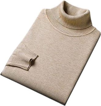 Generic Pull chaud à col roulé pour homme, manches longues, doux, chaud, uni, pull en tricot, couche de base, camel, XXL
