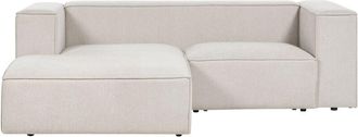 Beliani Ecksofa 2-Sitzer VERNON Stoff Hellbeige rechtsseitig